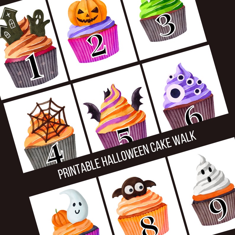 12-player Printable Halloween Cupcake Cakewalk for Parties, Trunk or ...