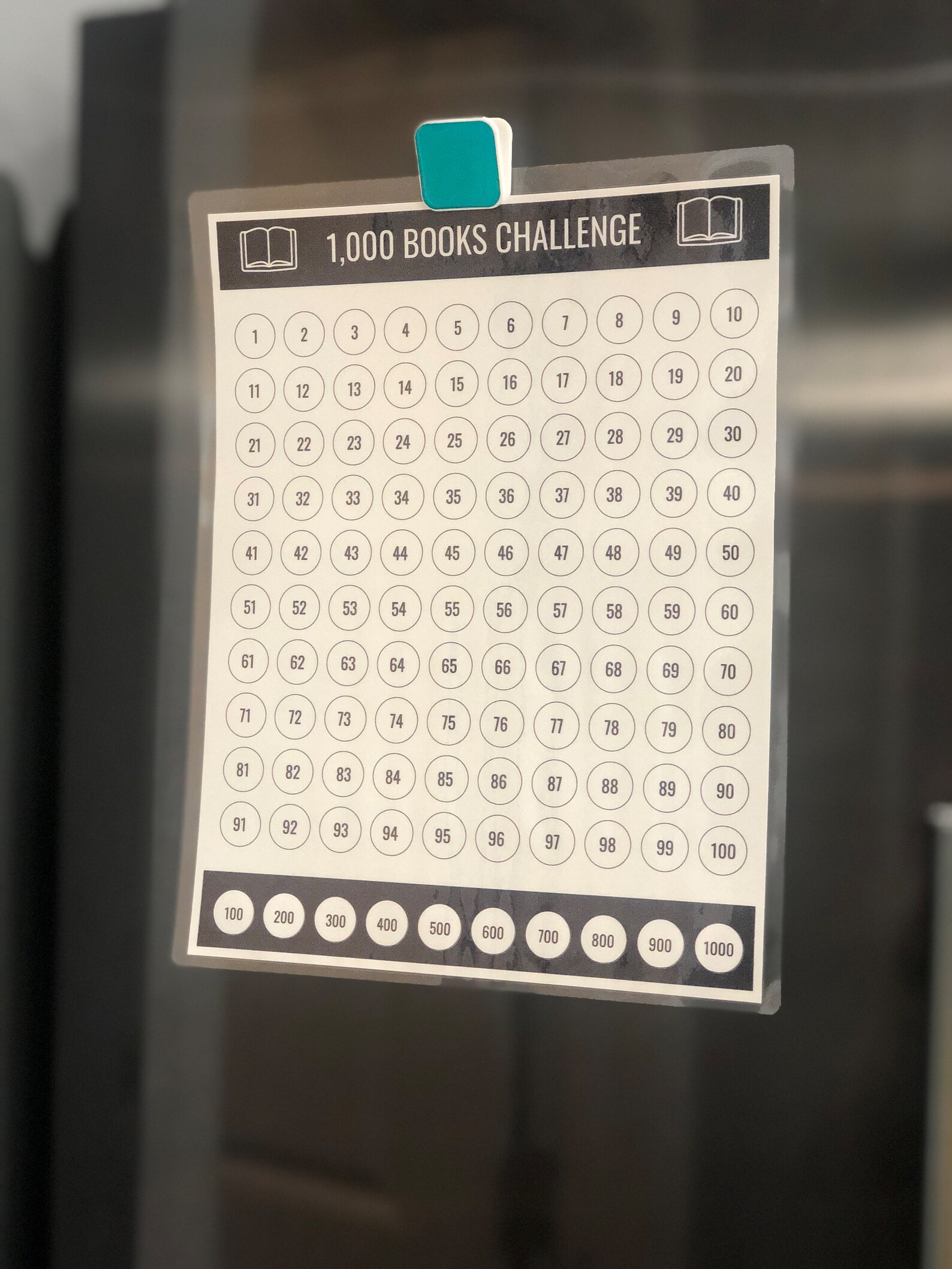 1000 Books Reading Challenge Printable, Reading Progress Chart, Summer ...