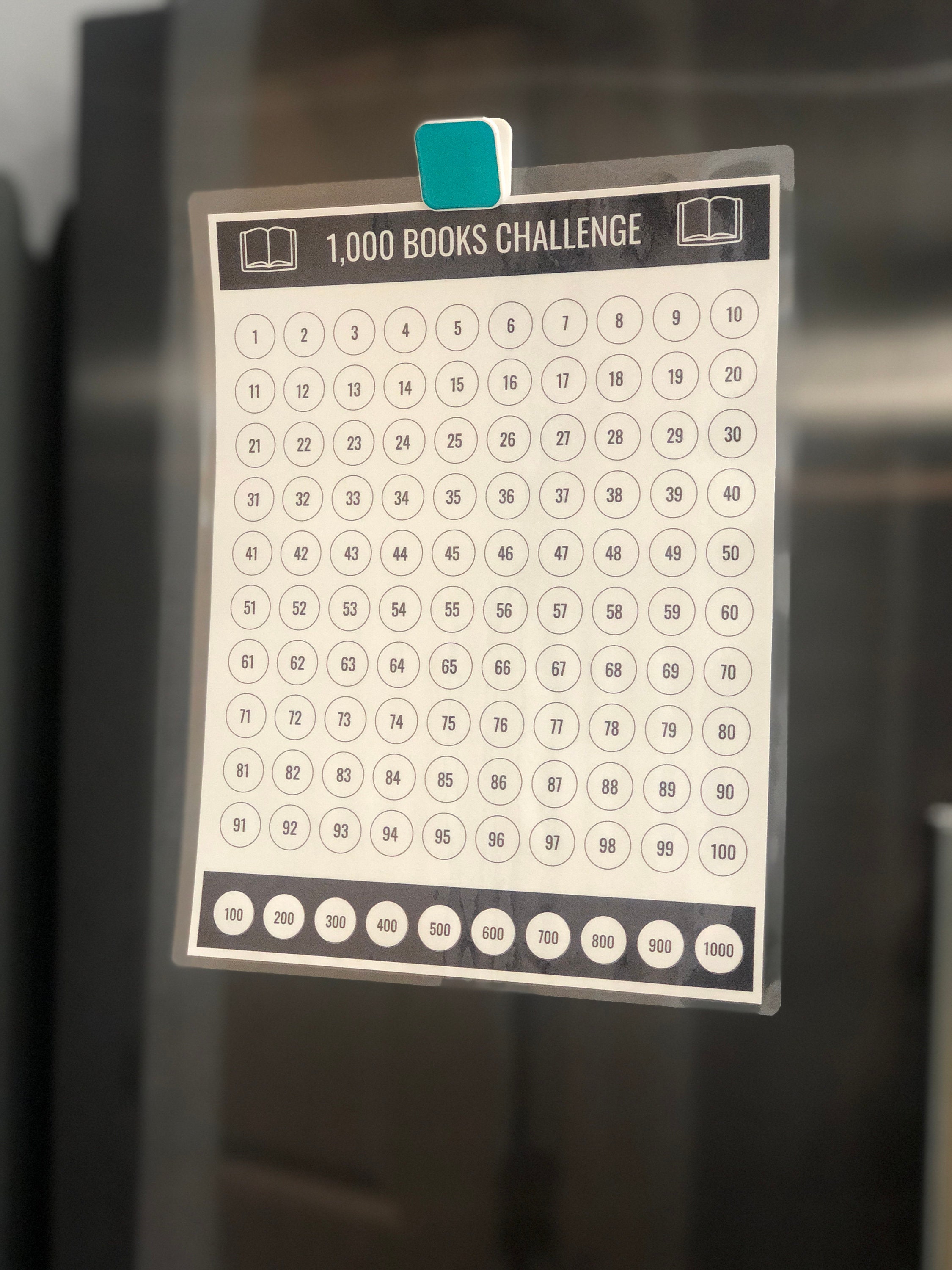 1000 Books Reading Challenge Printable, Reading Progress Chart, Summer ...