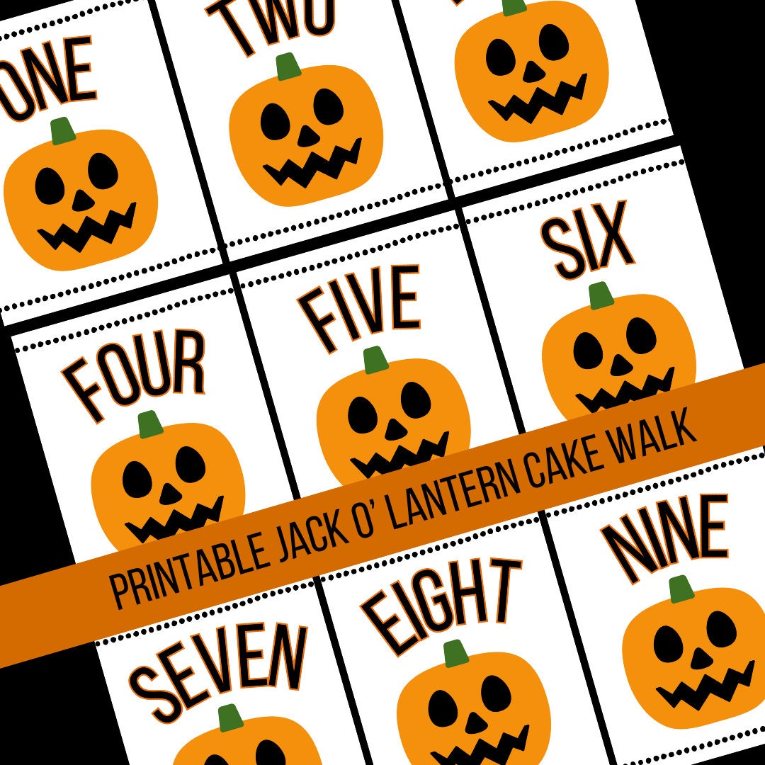 12-player Jack O' Lantern Printable Cake Walk, Pumpkin Cake Walk for ...