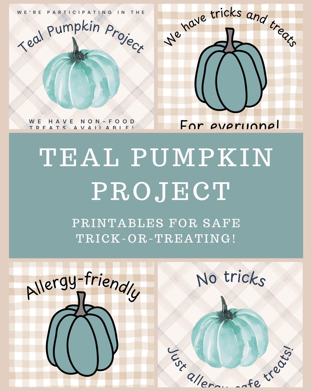 Teal Pumpkin Project Printables, Allergy-free Trick-or-treating Signs ...