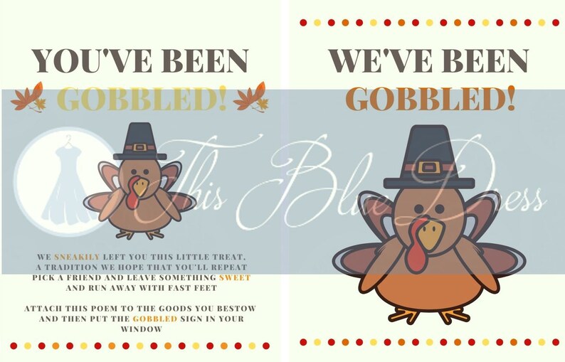 Thanksgiving You've Been Gobbled Sign, Printable Set, Thanksgiving ...