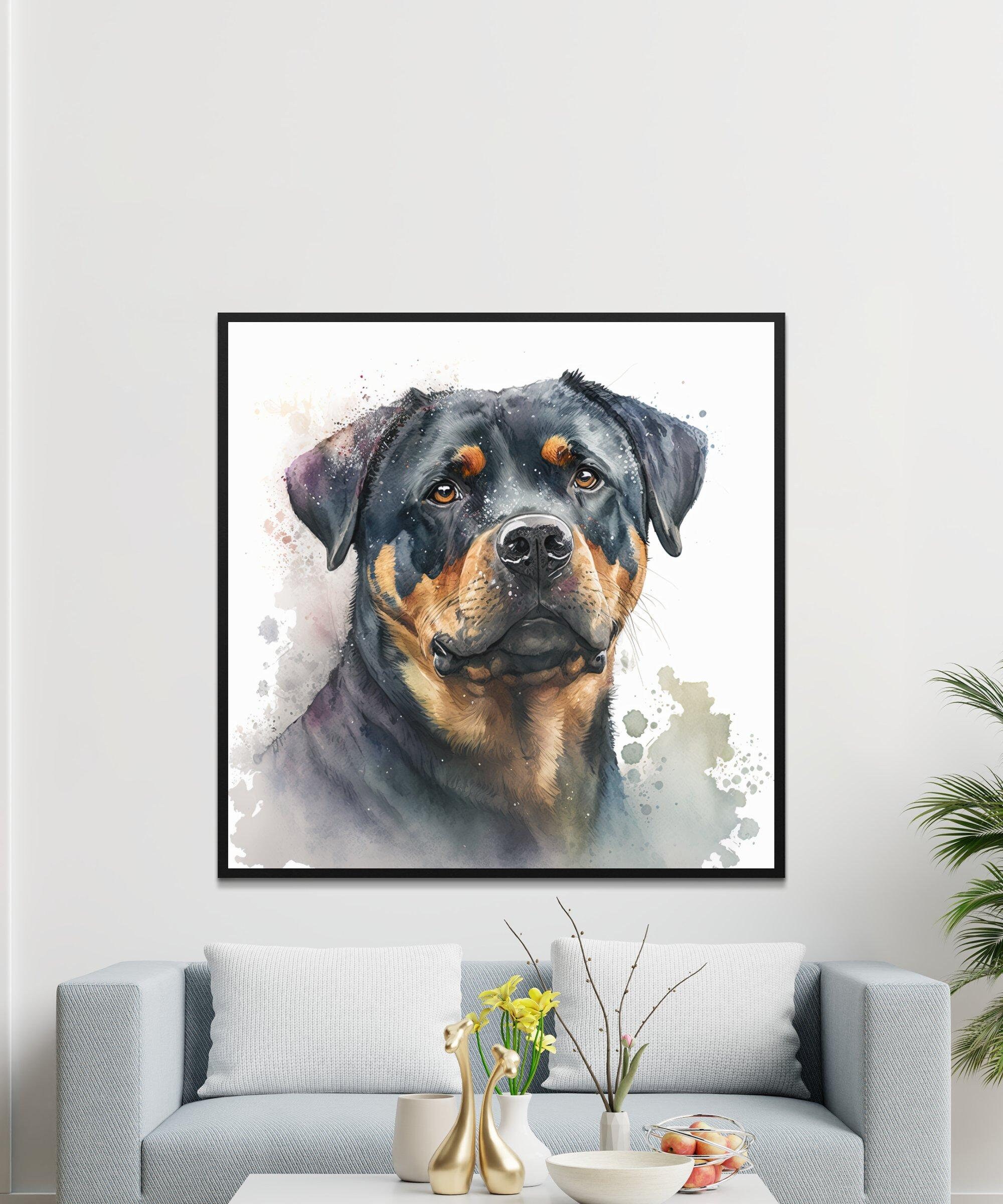 Rottweiler Art Print, Rottweiler Dog Print, Rottweiler Watercolor ...