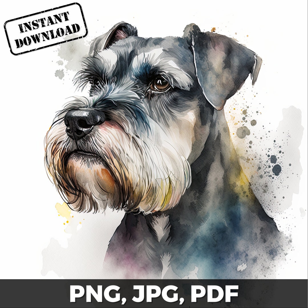 Miniature Schnauzer Art Print, Miniature Schnauzer Dog Print, Miniature ...