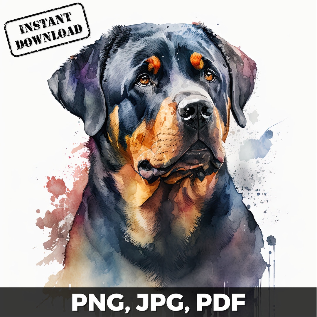 Rottweiler Art Print, Rottweiler Dog Print, Rottweiler Watercolor ...