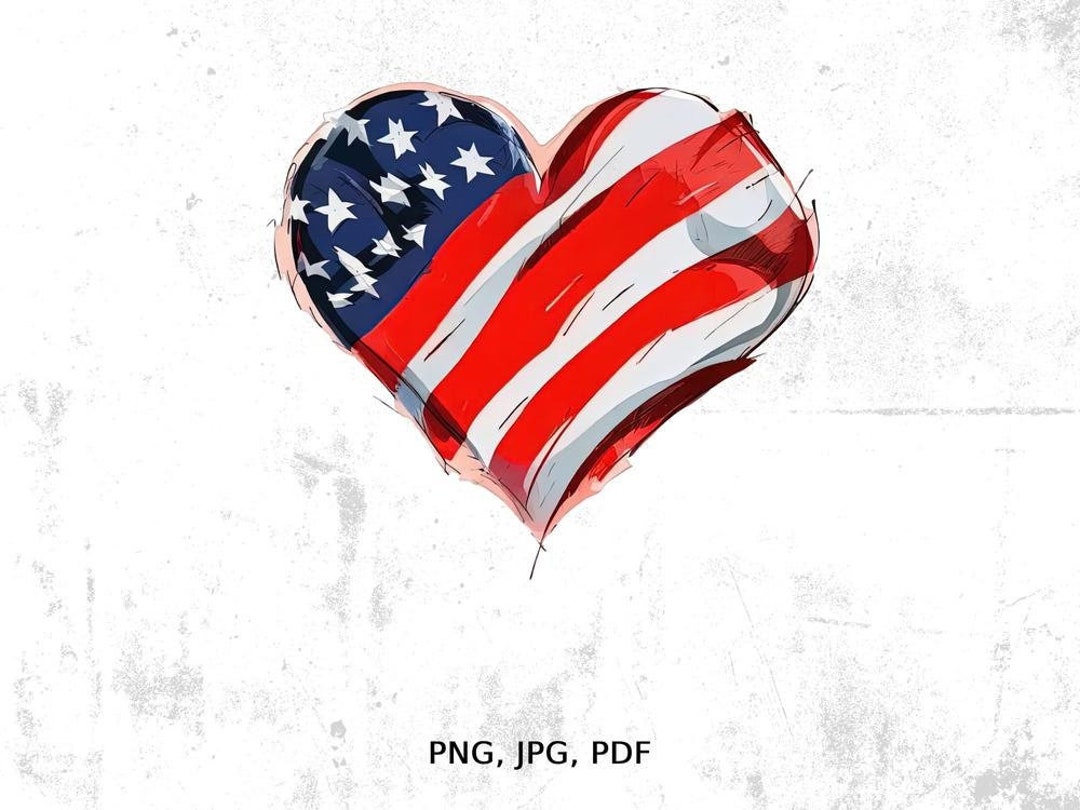 American Flag Png, USA Heart Png, July 4th Png, Digital Download ...