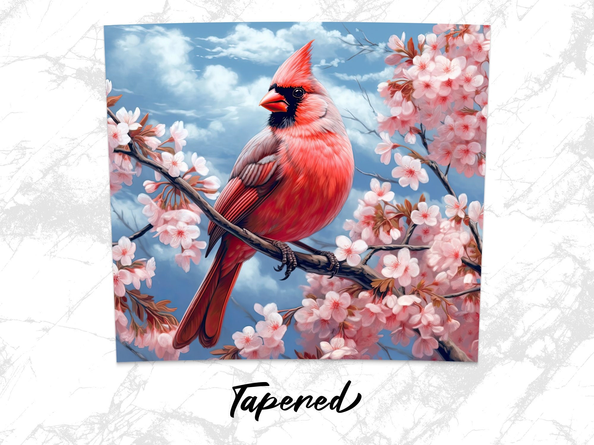 3D Red Cardinal Bird Flowers 20 Oz Skinny Tumbler, Sublimation Design ...