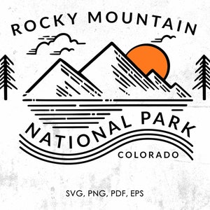 Rocky Mountain National Park Svg, Png, Pdf, Eps, Jpg | Clipart, Graphic ...