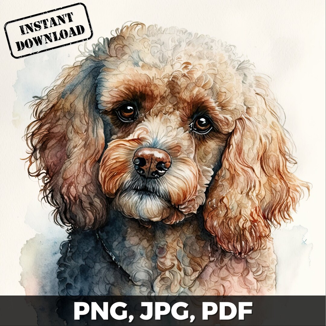Poodle Art Print, Poodle Dog Print, Poodle Watercolor, Poodle Png, Pdf ...