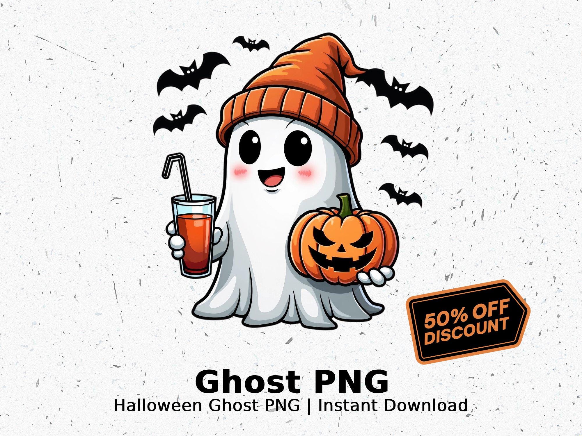 Cute Ghost Png, Bougie Ghost Png, Halloween Png, Coffee Png, Here for ...