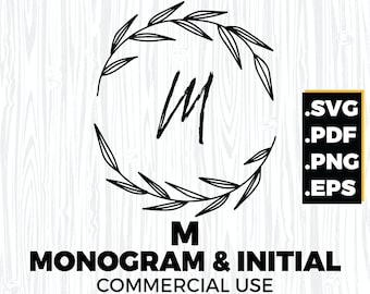 Initial M Cut File, Monogram M SVG, Letter M, Svg File, Dxf, Png, Pdf ...