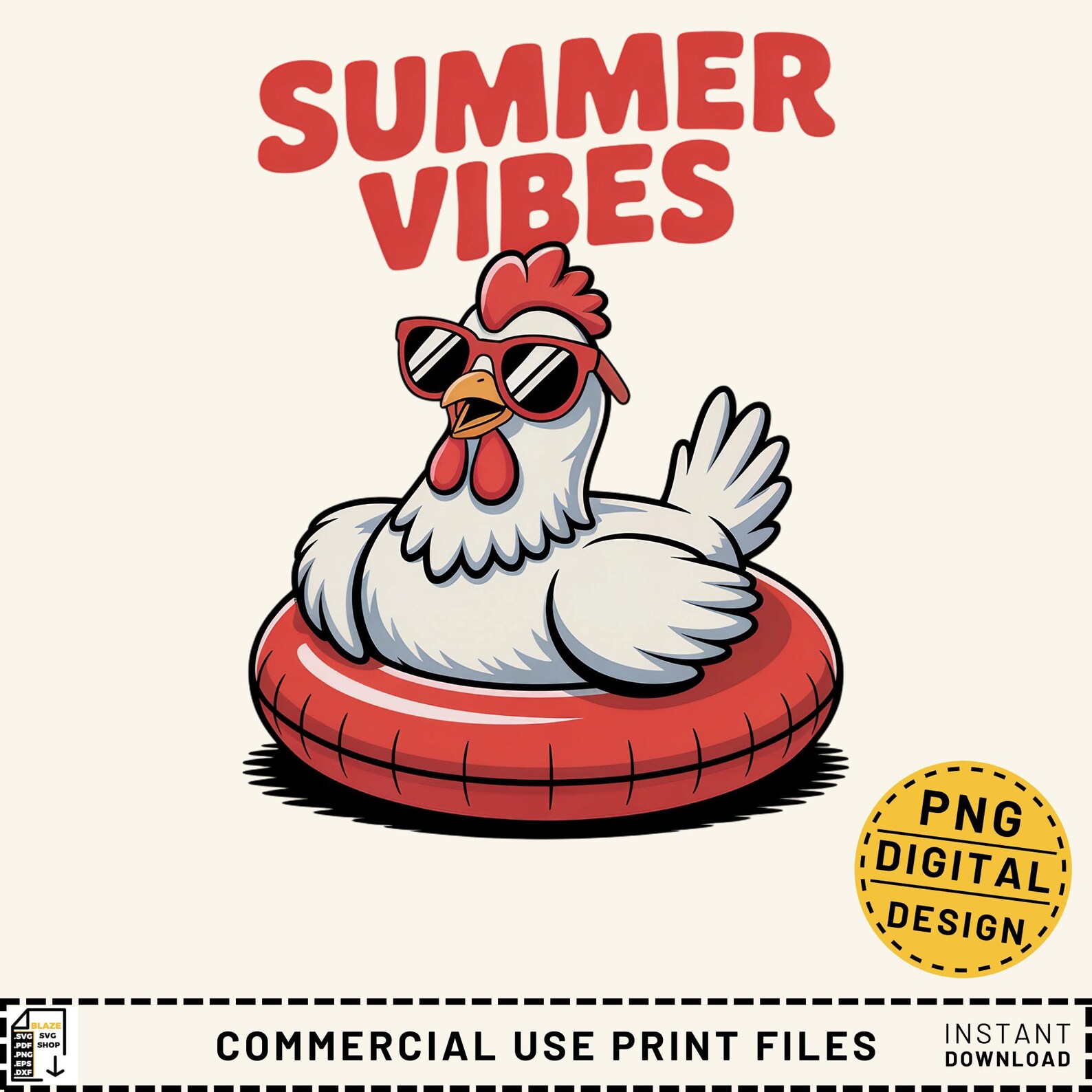 Summer Vibes Chicken Png, Funny Chicken Png, Chicken Pool Float, Summer ...