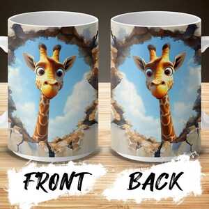 3D Giraffe Mug Wrap Design, Sublimation Ready, Cute Animal Peekaboo Mug ...