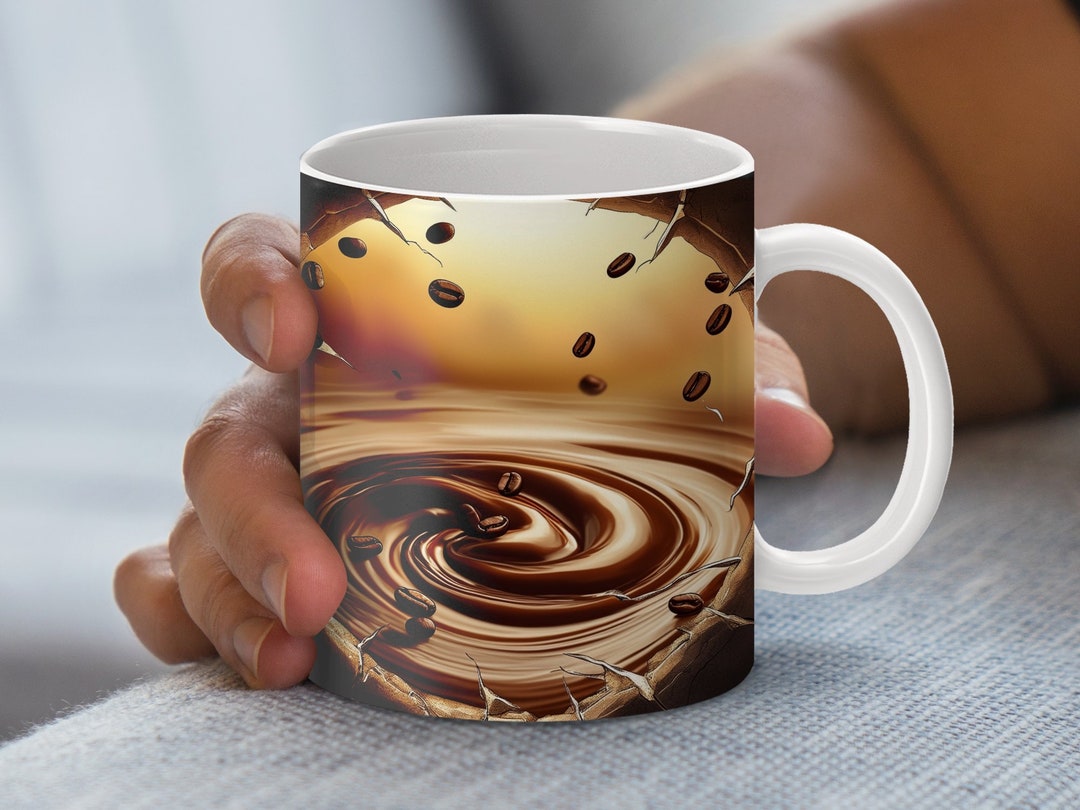 3D Coffee With Beans Mug Wrap, 15oz 11oz Sublimation Design, Morning ...