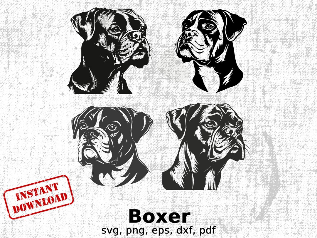Boxer Dog Clipart, Instant Download Boxer Digital Art, Boxer Svg Png ...