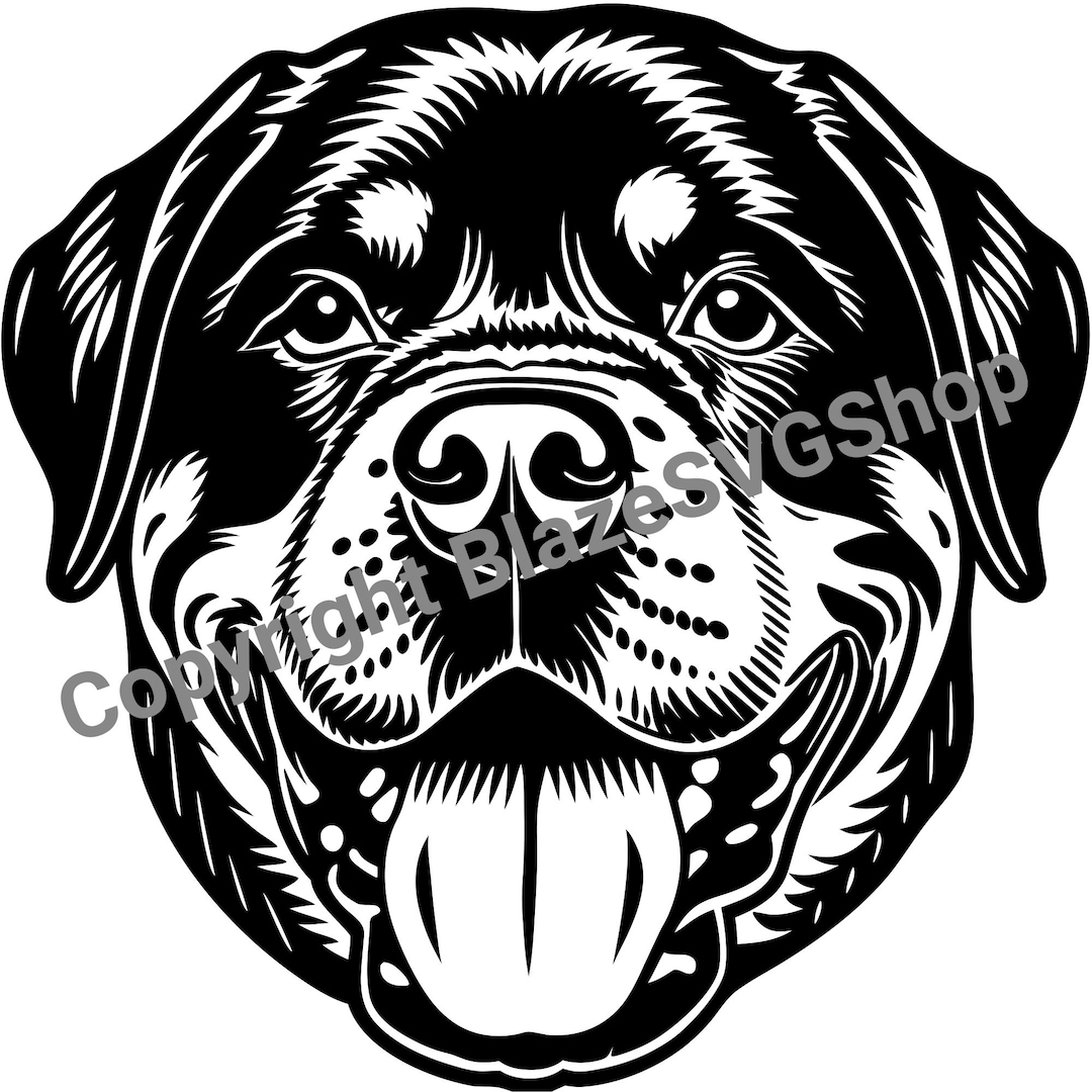 Rottweiler Happy Smiling Dog Breed Animal Pet Puppy Paws Logo .SVG .PNG ...