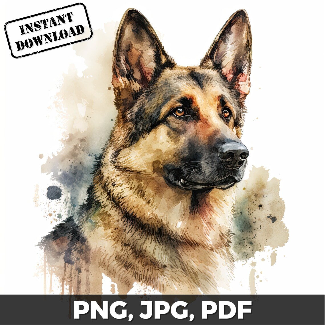 German Shepherd Art Print, German Shepherd Dog Print, German Shepherd ...
