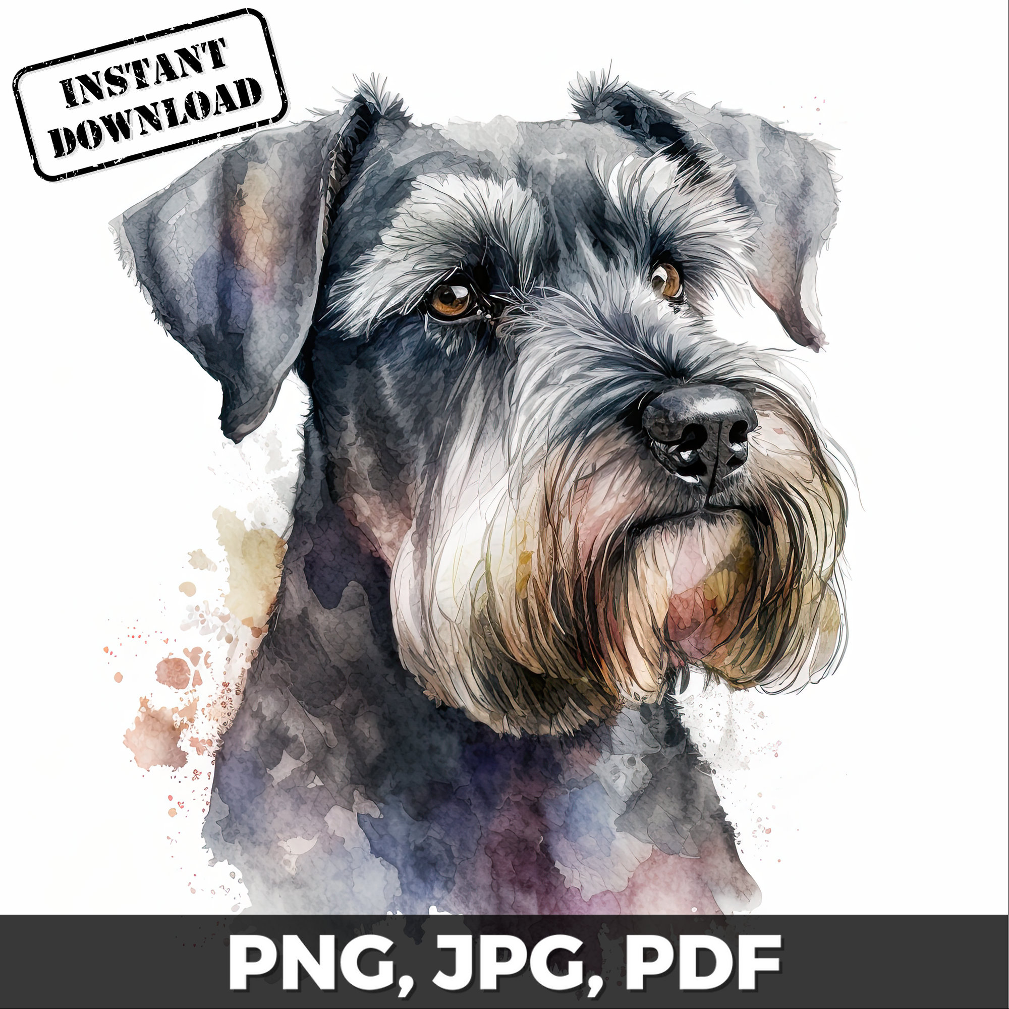 Schnauzer Art Print, Schnauzer Dog Print, Schnauzer Watercolor ...
