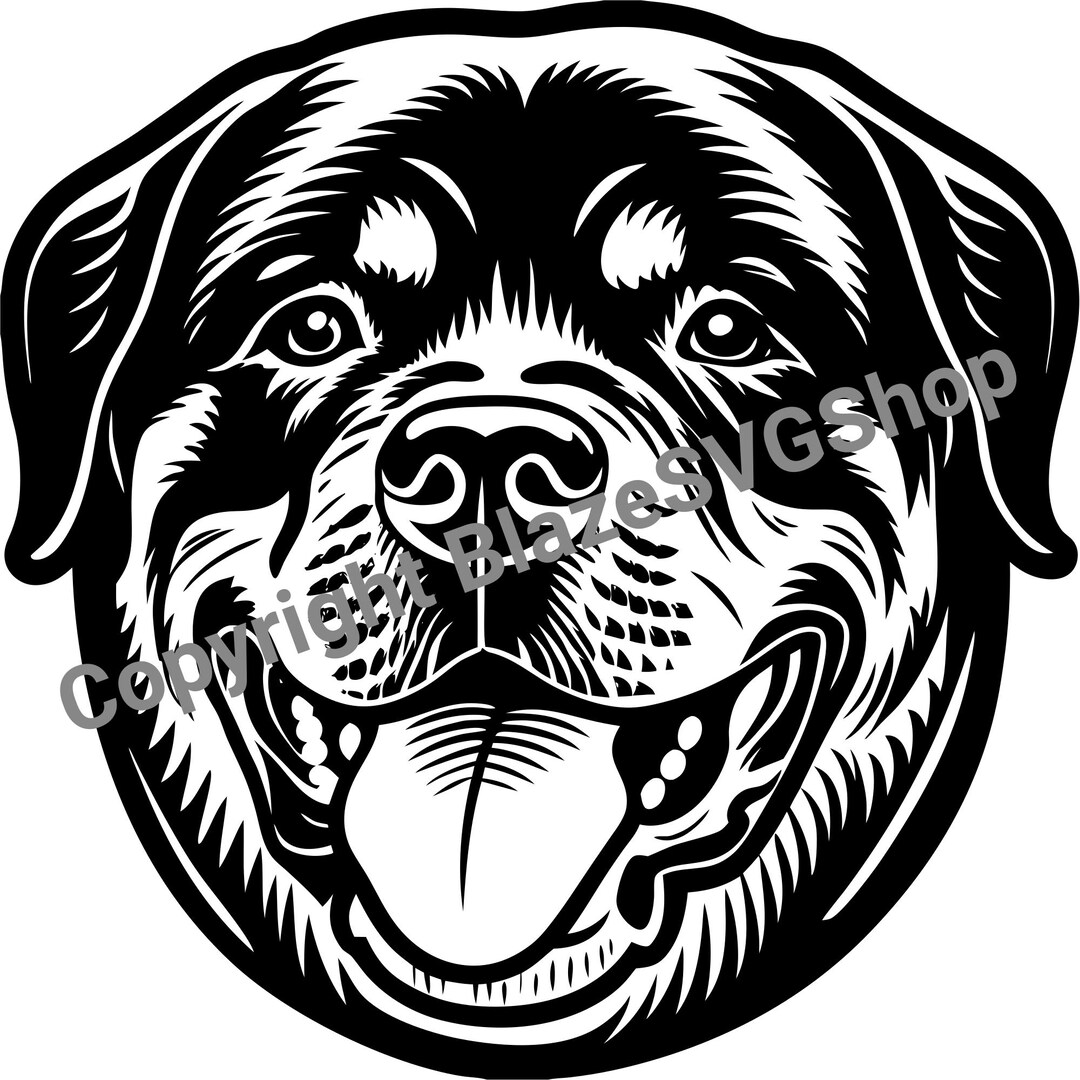 Rottweiler Happy Smiling Dog Breed Animal Pet Puppy Paws Guard Dog Logo ...