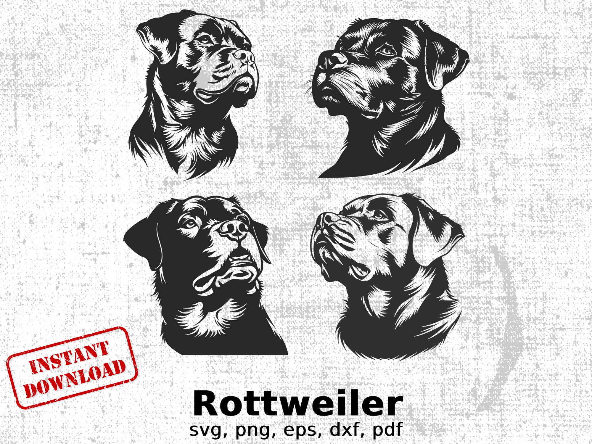 Rottweiler Dog SVG Bundle, Instant Download, Clipart, Commercial Use ...