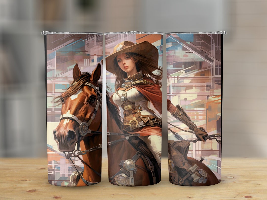 Barrel Racing Girl Horse Art 20 Oz Skinny Tumbler, Sublimation Design ...