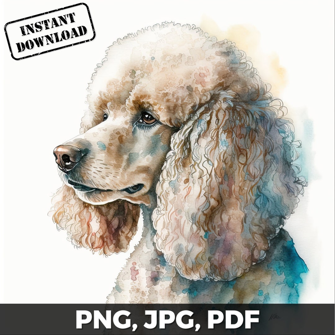 Poodle Art Print, Poodle Dog Print, Poodle Watercolor, Poodle Png, Pdf ...
