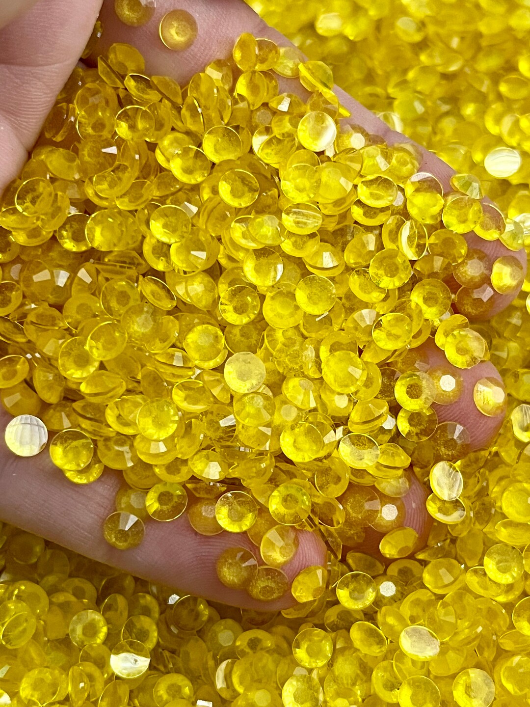 CLEARANCE 3,000ct Glow in the Dark Yellow Luminous Rhinestones Non Hotfix Flatback Rhinestones ...