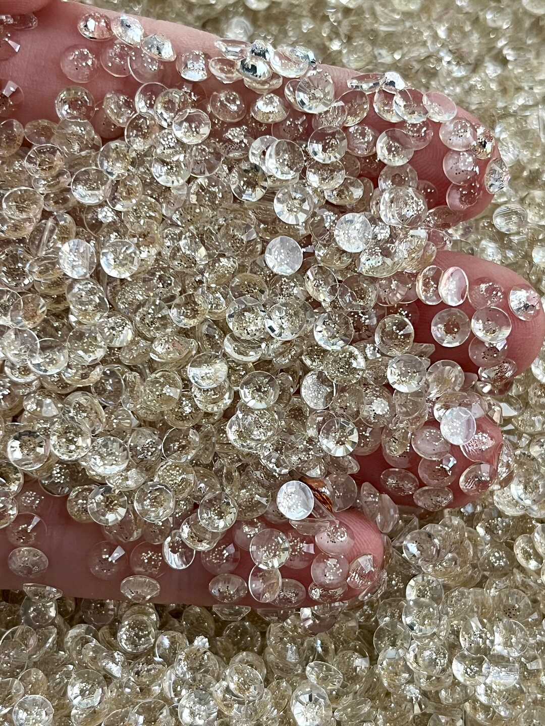 CLEARANCE 3,000ct STARRY SKY Champagne Glitter Transparent Rhinestones With Clear Back Non ...