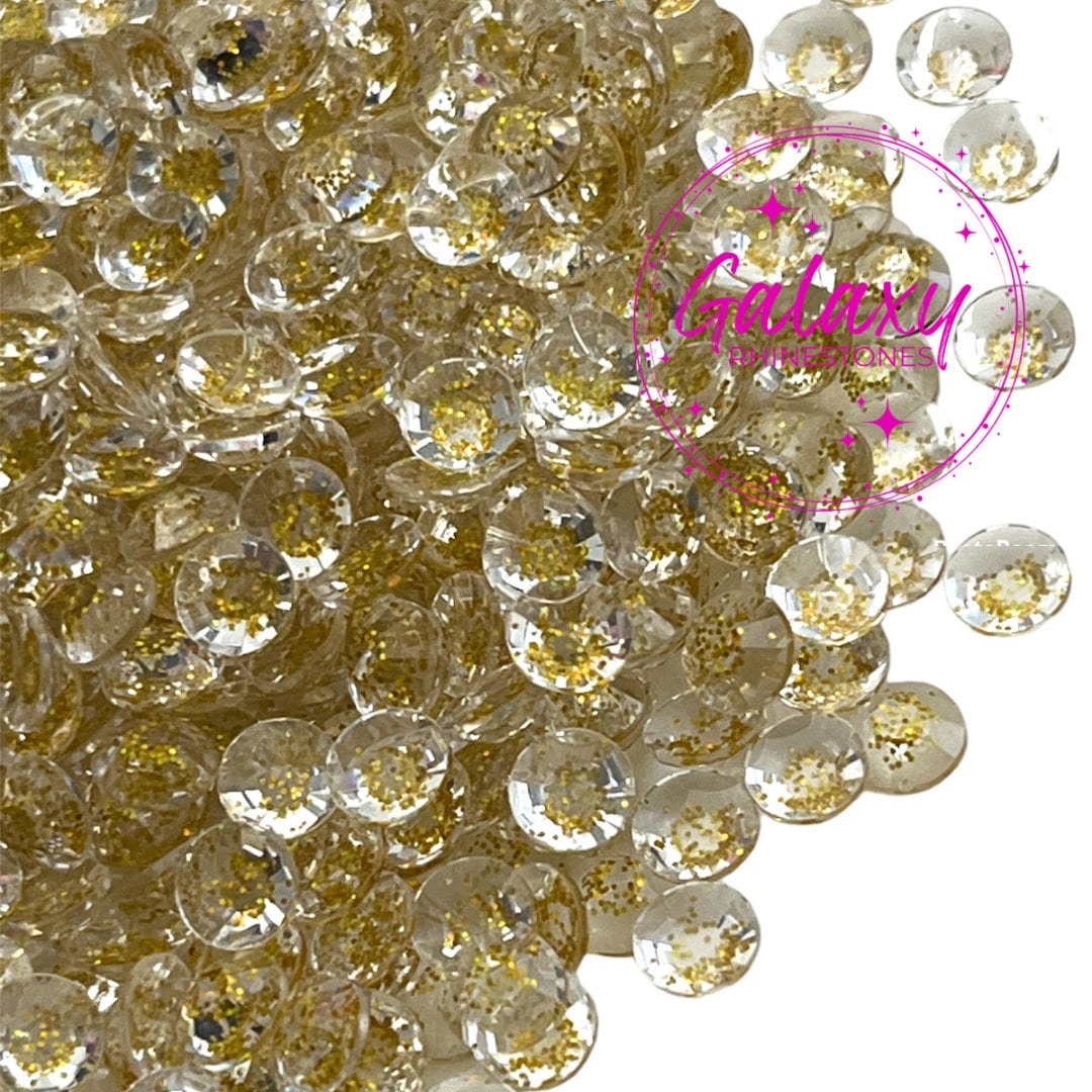 1,500ct STARRY SKY Gold Glitter Transparent Rhinestones With Clear Back ...