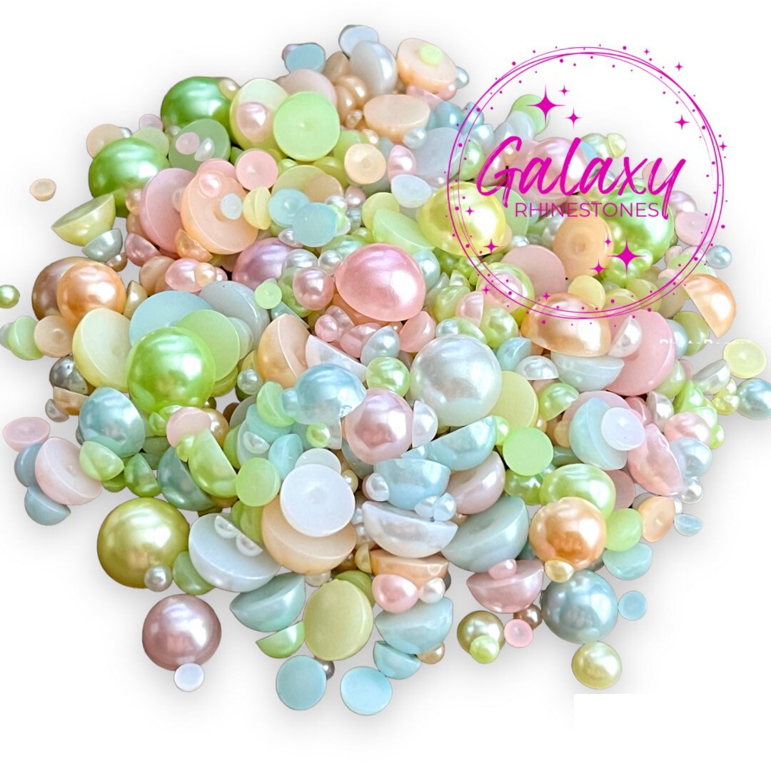 Rainbow Sherbet Half Round Pearl Custom Mix 1oz Flatback Half Round ...