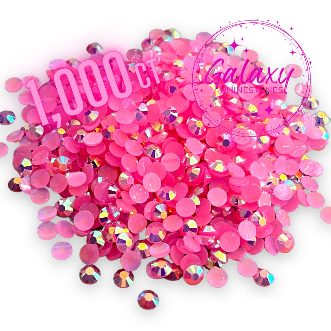 Flamingo Pink AB Jelly Resin Rhinestones 1,000 Count Non Hotfix ...