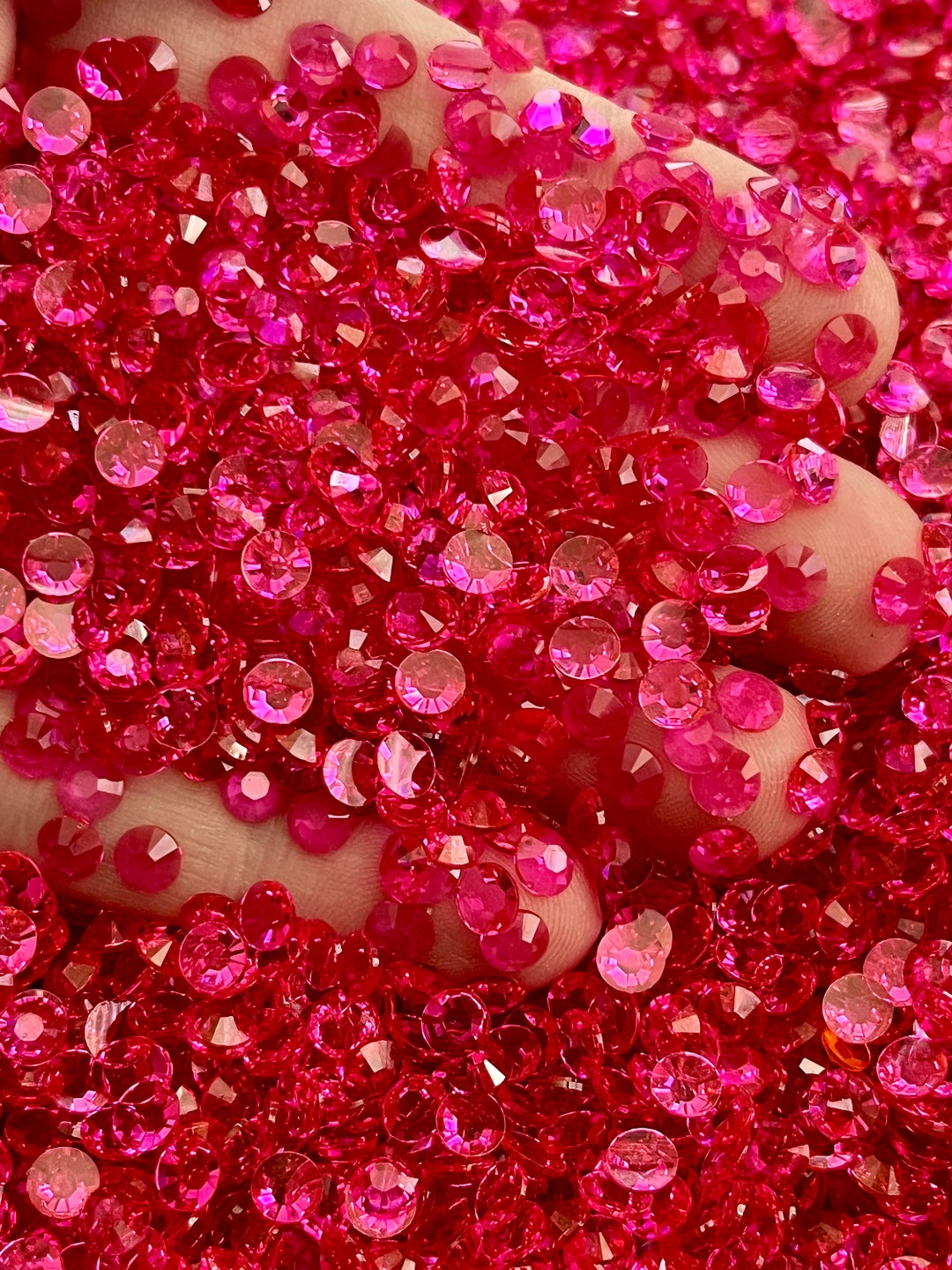 1,500ct Hot Pink Clear Transparent Resin Rhinestones Non Hotfix ...