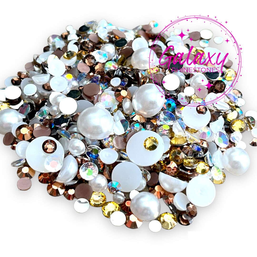 Mix 45 Rhinestone and Pearl Mix 1oz Flatback Half Round Faux Pearls ...