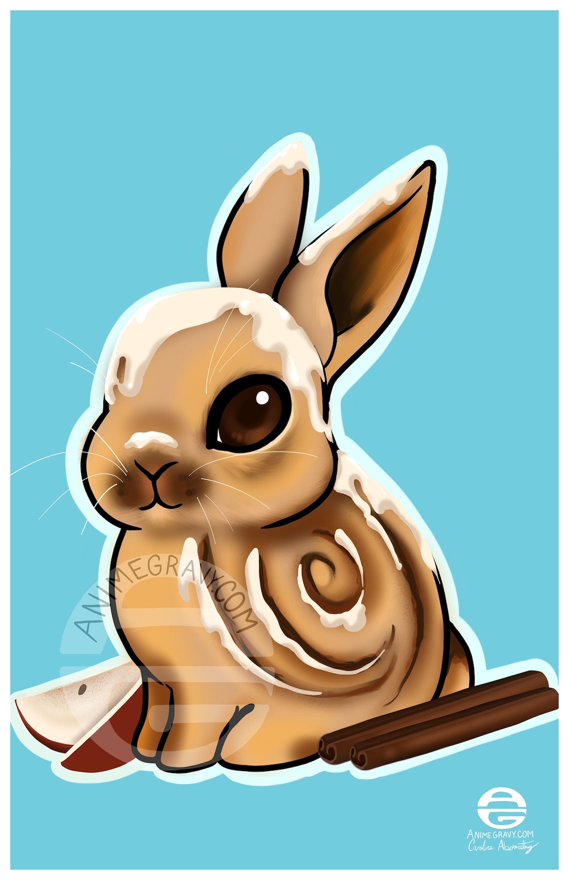 Cinnamon Bun Bunny Rabbit 11x17 Print - Etsy