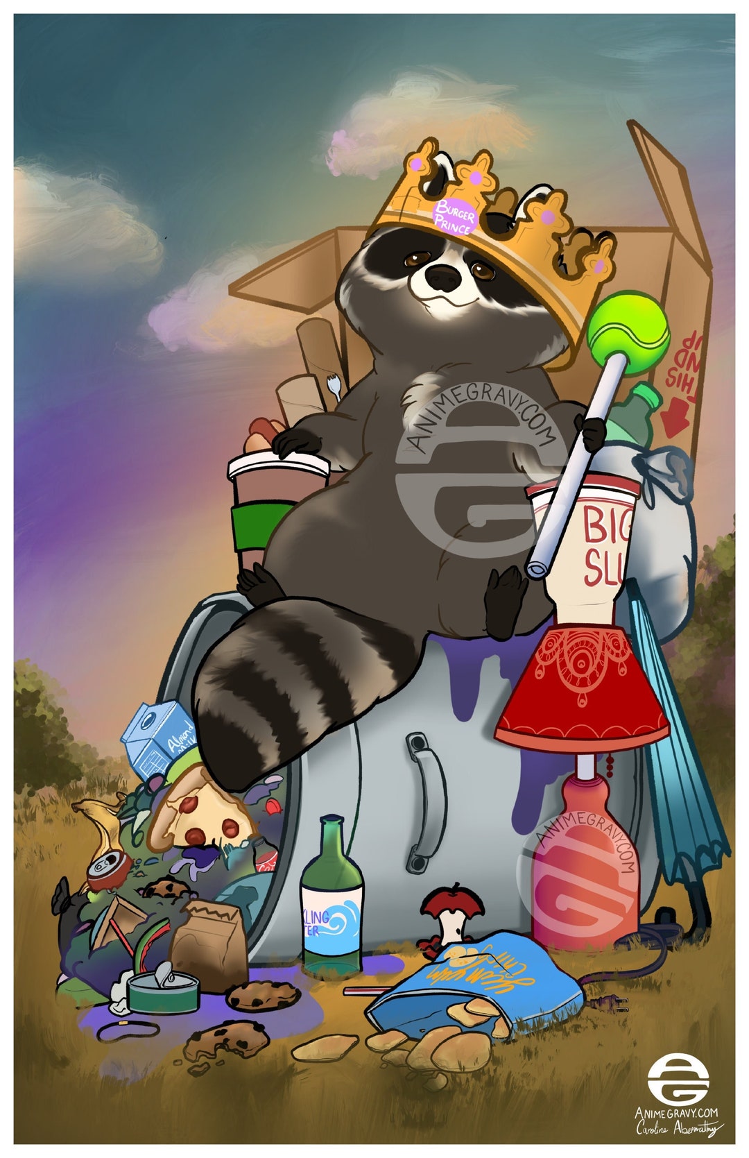 Raccoon Trash King 11x17 Art Print - Etsy