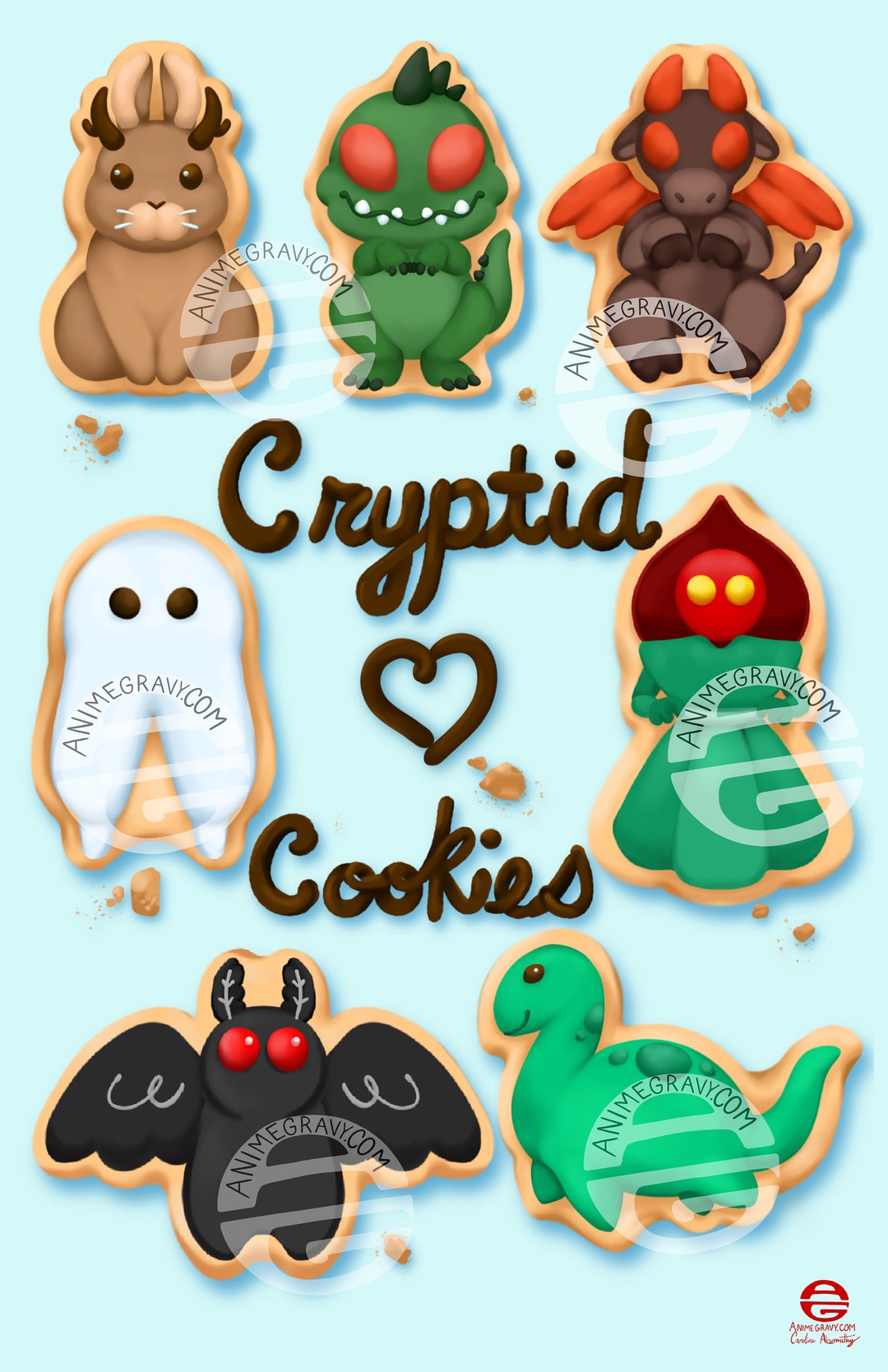 Cryptic Cookies 11x17 Print Mothman Fresno Nightcrawlers Flatwoods ...