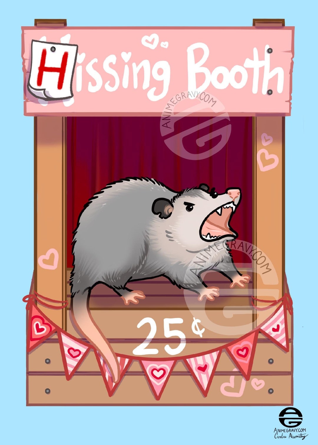 American Opossum Hissing Booth 5x7” Print - Etsy