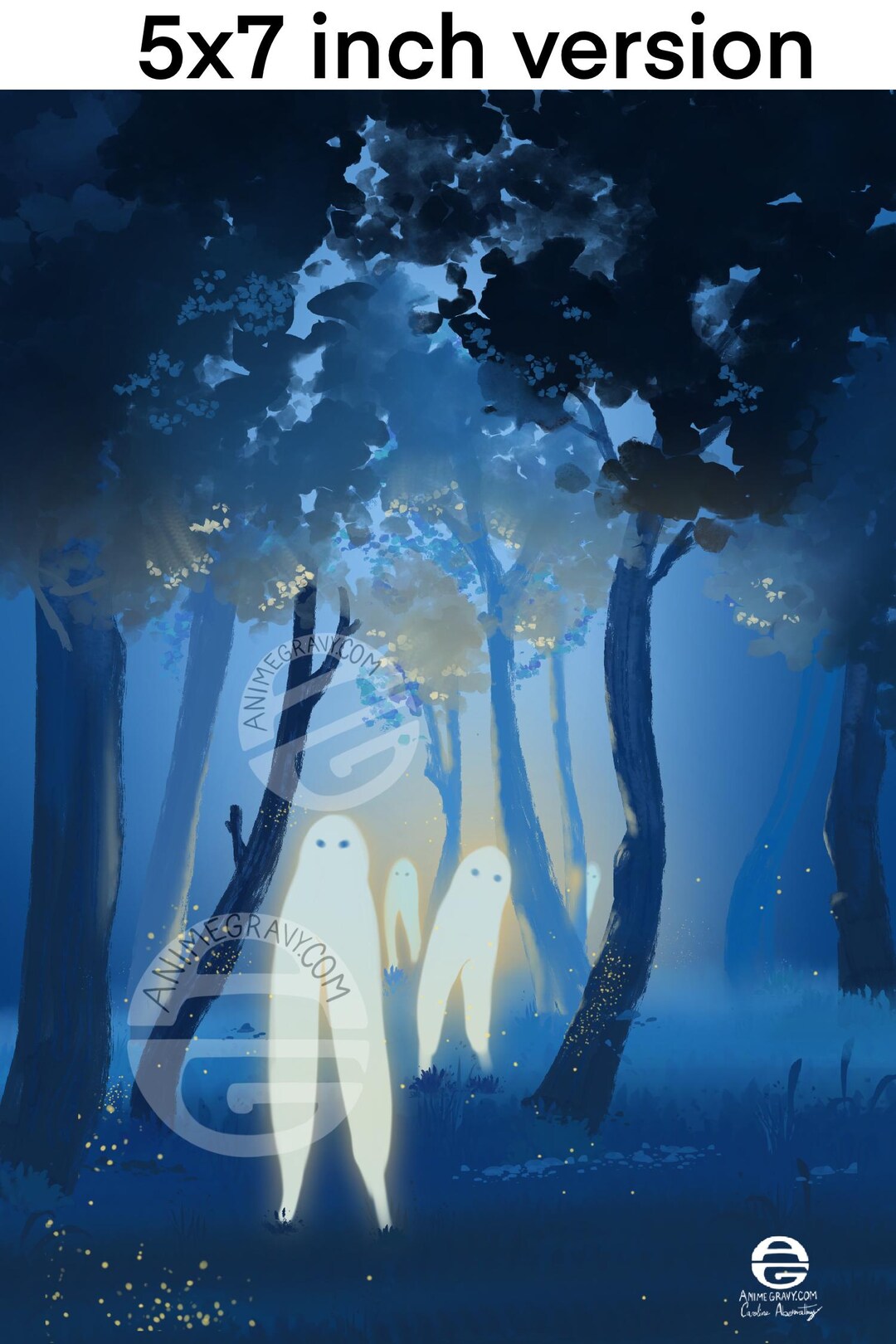 Cryptid Fresno Night Crawlers in Blue Forest 5x7" Art Print - Etsy