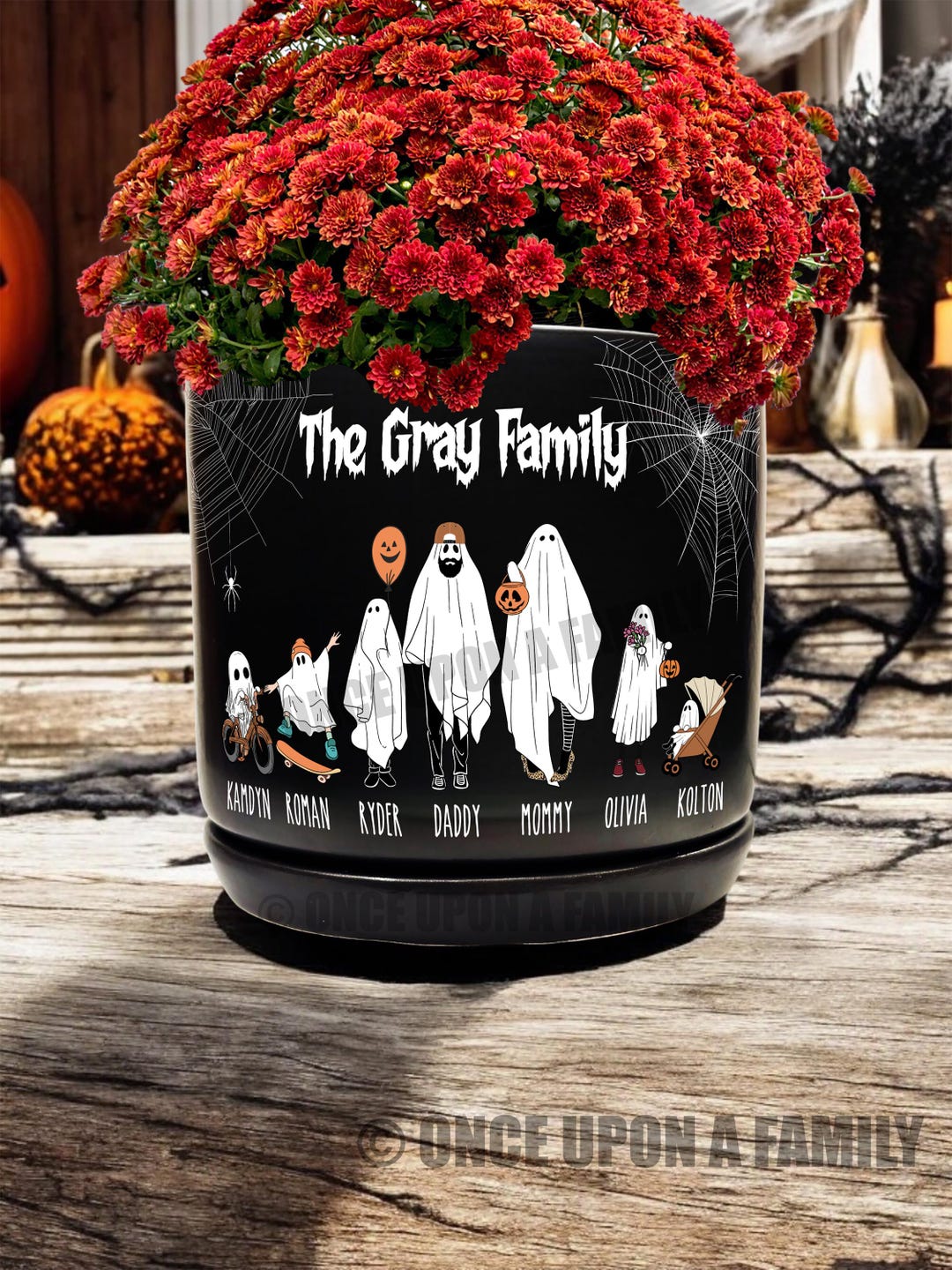 Personalized Halloween Ghost Family Ceramic Flower Planter, Unique ...