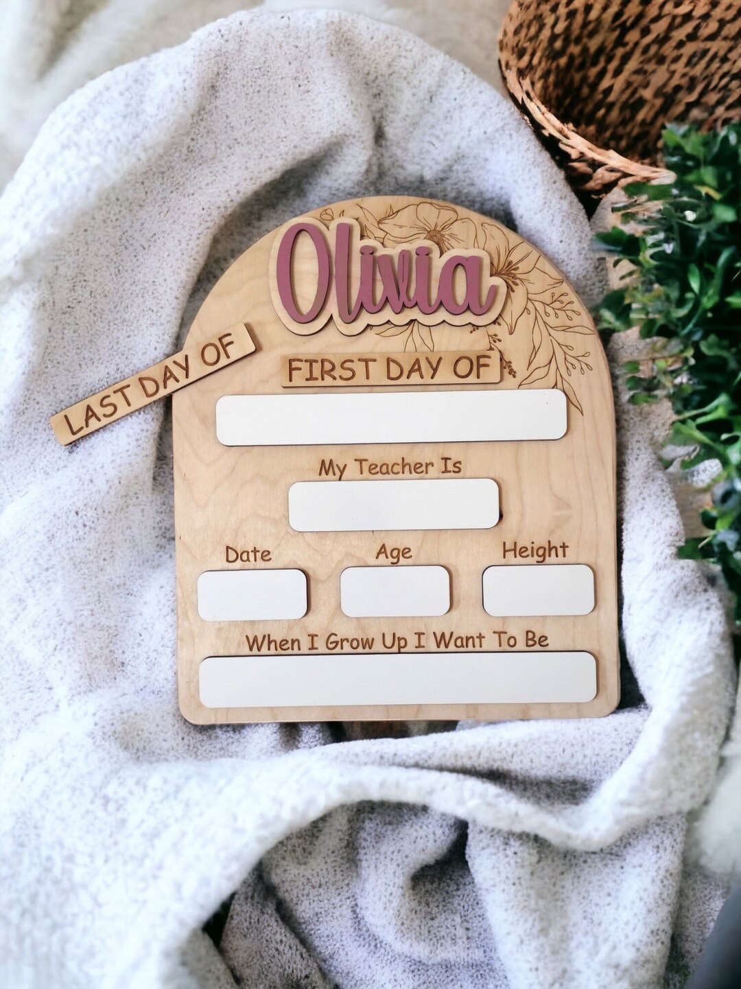 Personalized First Day of School Name Sign, Back to School Memory ...