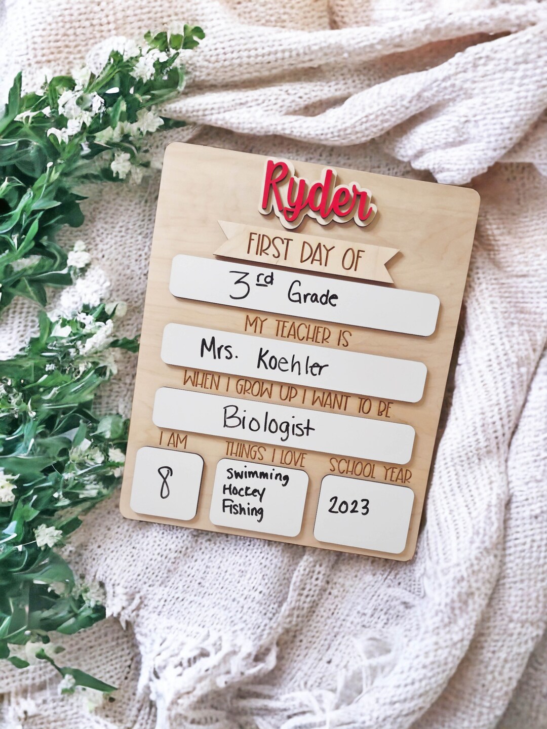 Personalized First Day of School Name Sign Back to School - Etsy