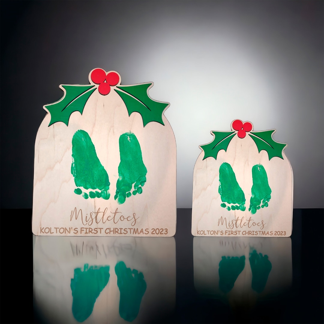 DIY Mistletoes Christmas Footprint Sign, Babys First Christmas Gift ...