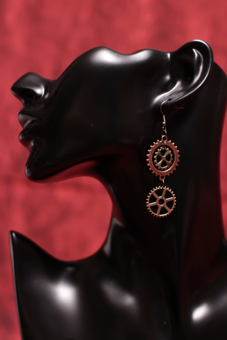 Steampunk Gear Earrings, Steampunk Earrings, Gear Earrings, Handmade ...