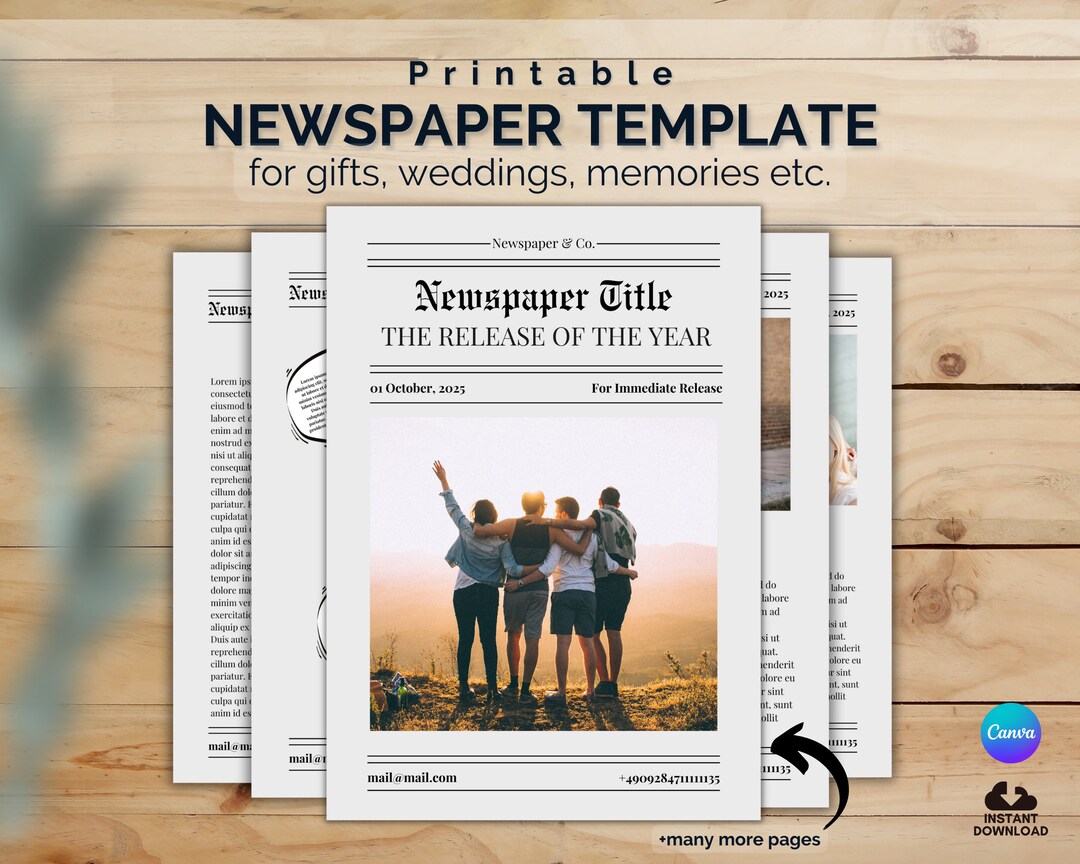 Personalized Newspaper Template Printable 100% Customizable in Canva ...