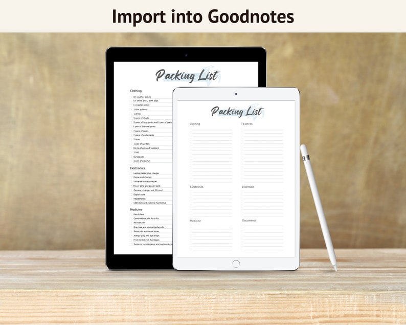 Editable Packing List PDF Printable Goodnotes Instant Download - Etsy