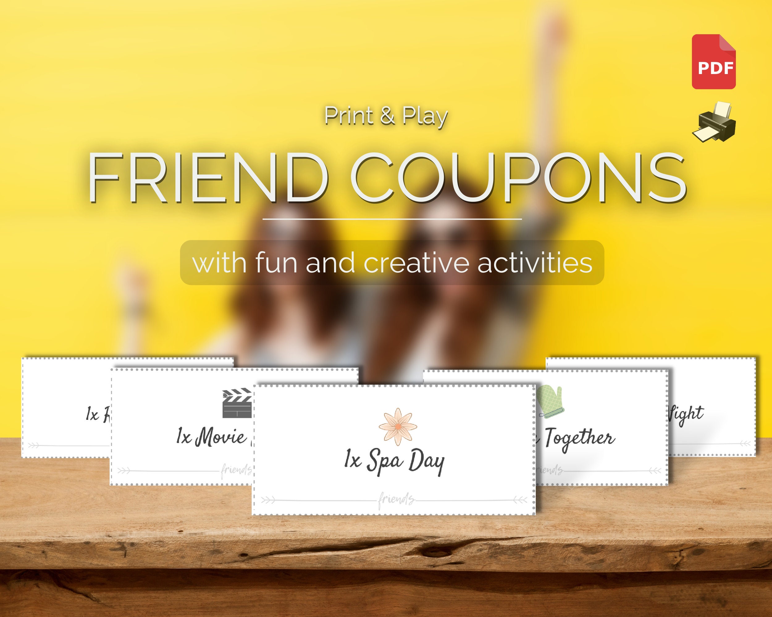 Printable Friend Coupons With Fun Activities Perfect Birthday Gift for ...