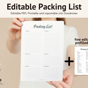 Editable Packing List | PDF | Printable | Goodnotes | Instant Download ...