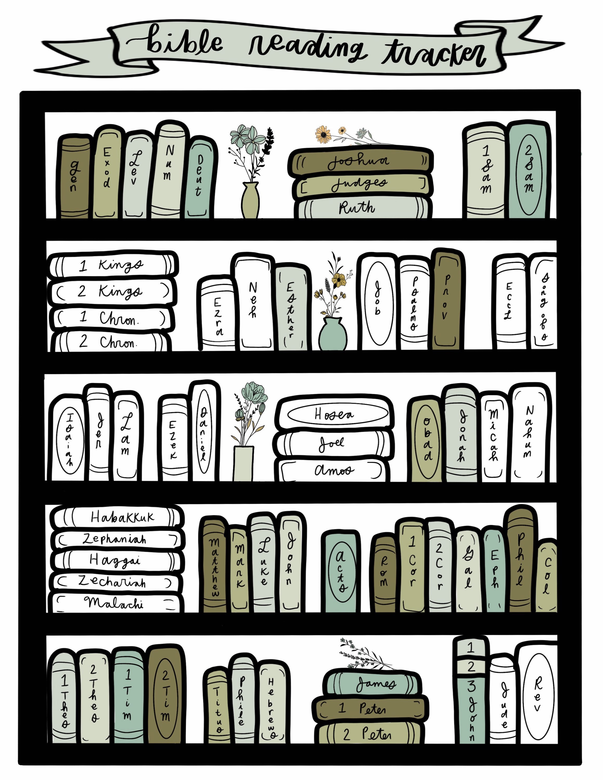 Bible Reading Tracker Color in Sheet Instant Download | Etsy