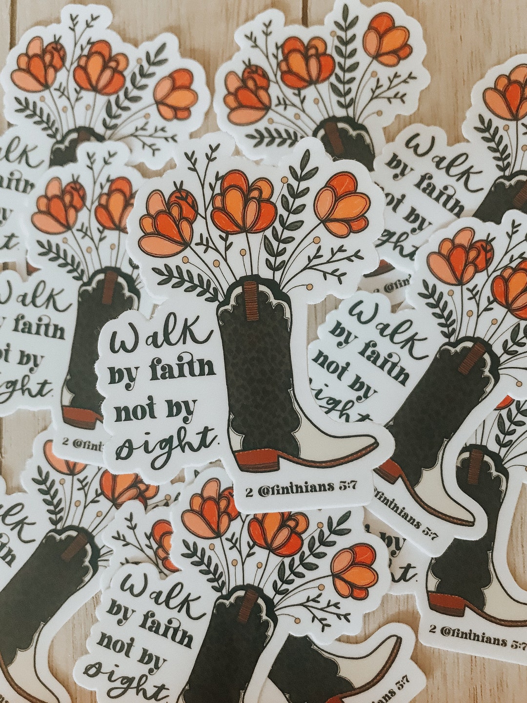 Walk by Faith Cowgirl Boot Sticker - Etsy
