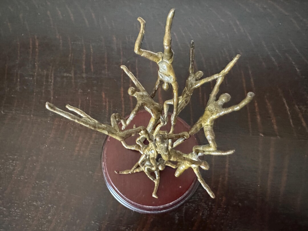 Vintage Bronze Human Tower Sculpture Vintage Miniature Pyramid Bronze ...